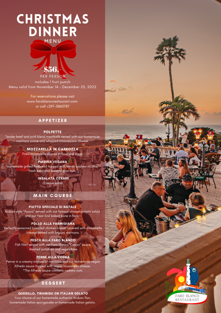 Christmas Menu | Faro Blanco Restaurant | Italian Restaurant | Aruba